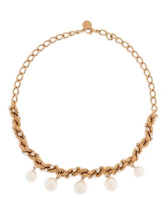 Marni pearl-embellished chain necklace - Gold