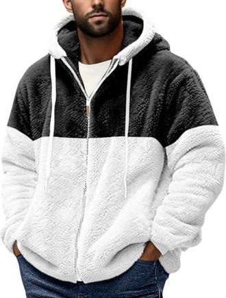 ORANDESIGNE Veste Polaire Homme Sweats &agrave; Capuche en Polaire avec Fermeture &Eacute;clair Veste &agrave; Capuche en Polaire Sherpa avec Zipp&eacute;e &Eacute;paisse Manteau &agrave; Capuche Hiver Ch
