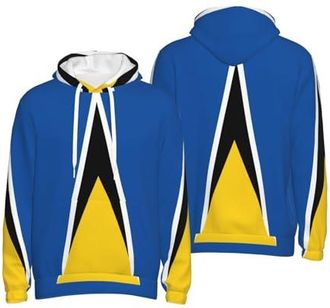 Generic Sainte-Lucie Drapeau Hoodie Sainte-Lucie Manches Longues Sweatshirt pour Hommes Sweat À Capuche Pull pour Usage Quotidien Activités De Loisirs Plein A