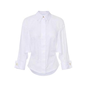 Elisabetta Franchi Jacquard Baumwollhemd mit Manschettenkn&ouml;pfen - - Blouses & Shirts - Damen - Wei&szlig; - M