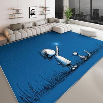 Generic Tapis Lavable &agrave; Poils Courts, Tapis Antid&eacute;rapant Doux Minimaliste Dessin&eacute; &Agrave; La Main Fille &Eacute;toiles pour Salon Salle &agrave; Manger Chambre &agrave; Coucher et Burea