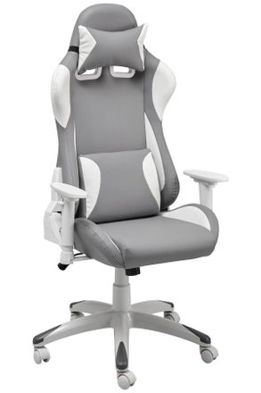 Livetastic Gamingstuhl, Grau, Weiß, Kunststoff, Textil, Drehkreuz, 66x126-134x59 cm, Stühle