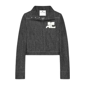 Courr&egrave;ges Damen, Jacken, Schwarzk, MGr&ouml;&szlig;e