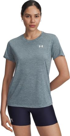 Under Armour Damen Tech Twist Short Sleeve Crew, (587) Jaspis blau/weiß, Mittel