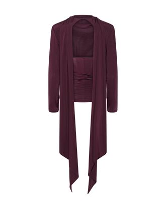 Rotate Womens Long-Sleeve Top With Scarf Winetasting Viscose Elastane Tops