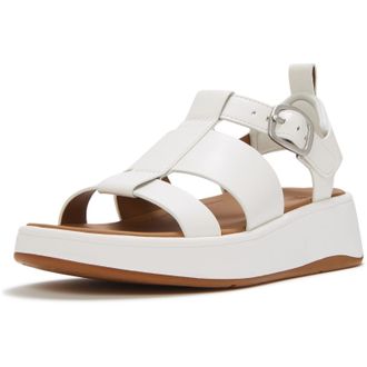 FitFlop Fitflop F-Mode Fischer-Leder Sandalen f&uuml;r Damen Urban Wei&szlig; Schmaler Schnitt