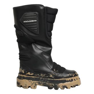 Dolce & Gabbana Leder-Biker-Stiefel mit mittelhohem Schaft - - Shoes - Herren - Schwarzk - 44 EU