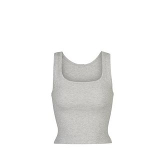 SKIMS Short moulant c&ocirc;tel&eacute; en coton m&eacute;lang&eacute;
