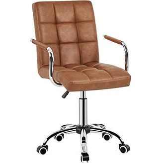 Yaheetech Chaise de Bureau Ergonomique Hauteur Réglable Chaise de Bureau en Similicuir Inclinaison Support Lombaire avec roulettes Pivotantes pour Chambre Studi