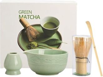 Generic Service &agrave; th&eacute; matcha 4 pi&egrave;ces en c&eacute;ramique de style japonais avec fouet cuill&egrave;re Bai Ben Li Emballage de luxe id&eacute;al pour les amateurs Artisanat exquis