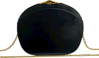 Cartier Black Leather Sapphire Chain Crossbody