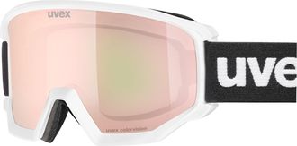 Uvex athletic CV - kontrastverst&auml;rkende Skibrille mit Anti-Fog-Beschichtung im kantigen Retro-Design f&uuml;r Damen und Herren - white matt/rose-green - one siz