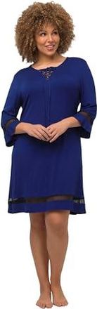 Ulla Popken Robe &agrave; Lacets, col en V, Manches 3/4, Violet/Bleu, 48-50 Femme