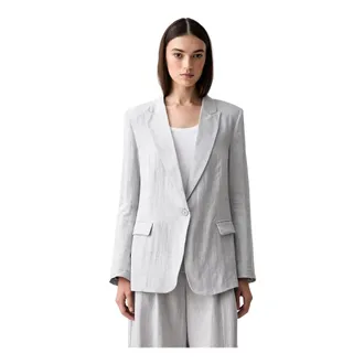 Vicolo Einkn&ouml;pfiger Leinenblazer - - Jackets - Damen - Grau - M