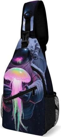 Generic Sacoche Tactique Astronaute Espace psych&eacute;d&eacute;lique Galaxie Plan&egrave;te M&eacute;duse color&eacute;e Antivol Sacs Poitrine Casual Sac Poitrine pour Cyclisme Femme Voyage