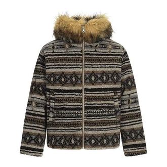 Generic Veste dhiver pour homme avec doublure en polaire Sherpa et fermeture &eacute;clair avec capuche en fourrure, Noir, XL