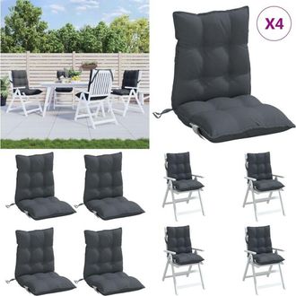 vidaXL Coussins de chaise &agrave; dossier bas lot de 4 anthracite - Coussin Chaise - Coussin Exterieur - Coussin Jardin - Coussin Confortable - Coussin Design