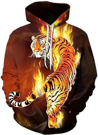 Keephen Sweat à Capuche imprimé 3D pour Hommes Sweat imprimé Tigre Animal Style Ethnique rétro Top de Rue décontracté et Ample pour lextérieur