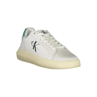 Calvin Klein Logo-Print Leather Sneaker - White
