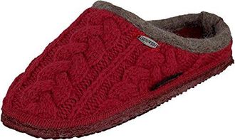Giesswein Pantoufle Neudau Cerise 36 - Chaussons en Feutre, Pantoufles Unisexes légères avec Motif câble, Mules pour Hommes et Femmes, antidérapants, Sensation 