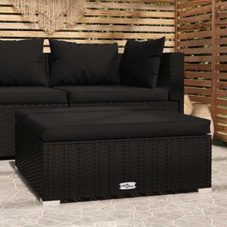 vidaXL Vidaxl - Gartenhocker mit Kissen Schwarz 70x70x30 cm Poly Rattan