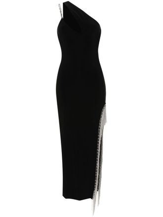Nissa robe longue &agrave; ornements en cristal - Noir