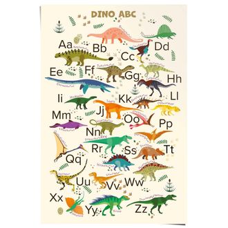 Reinders Poster, Dino ABC, Kinderzimmer, Poster, Wanddeko, Room Decor, 150 gr. gl&auml;nzend Bilderdruckpapier, Mehrfarbig, 91,5 x 61