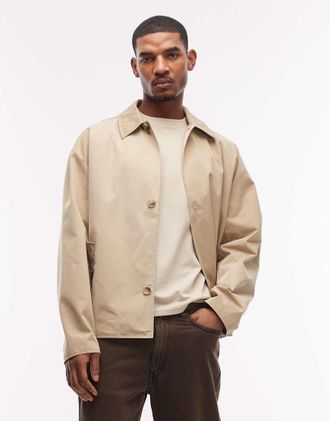 Asos stormMAX - Wasserabweisende Harrington-Jacke in Steinbeige-Neutral