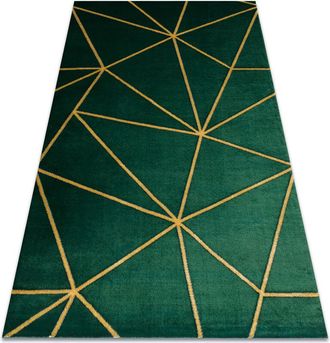 RugsX Exklusiv emerald Teppich 1013 glamour, stilvoll geometrisch Flaschengrün / gold green 160x220 cm