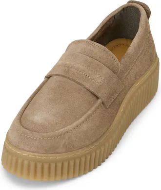 Marc O'Polo Loafer MARC OPOLO mit flauschigem Warmfutter, Damen, Gr. 36, beige (faded braun), Obermaterial: 100% Leder, unifarben, Schuhe Loafer, Topseller