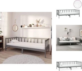 vidaXL Tagesbett mit Matratze 90x200 cm Grau Kiefer Massivholz - Tagesbett - Holz Tagebett - G&auml;stebett - Schlafsofa - Doppelbett