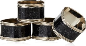 Premier Housewares Quadratische Serviettenringe, 4 Stück, schwarz