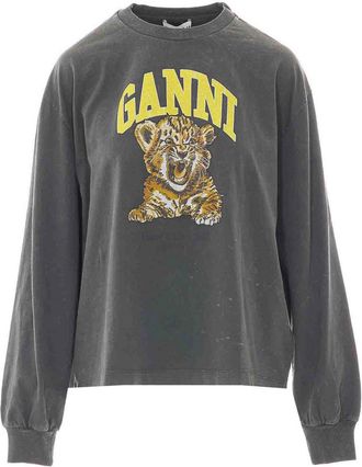 Ganni Rundhalspullover - Grau