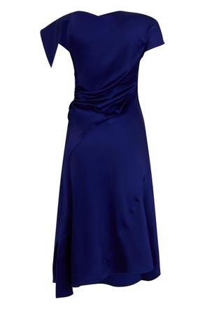 Victoria Beckham Womens Dress With Knot Detail Bright Indigo Acetate