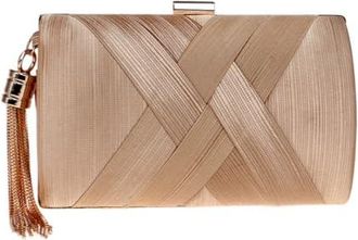 Generic Sac &agrave; main pour femme avec pompon pour banquet, robe de soir&eacute;e, dor&eacute;, 1