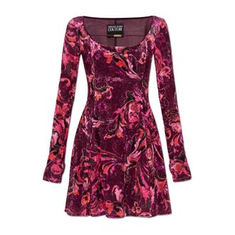 Versace Jeans Couture Samtkleid mit langen &Auml;rmeln - - Dresses - Damen - Rosa - XS