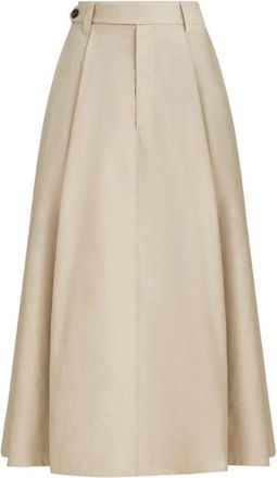 Brunello Cucinelli Femme, Jupes, Beige, Taille: 38 FR Pleated Belted Maxi Skirt