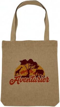 Fabulous Sac Shopping Tote Bag Aspect Lin - Aventurier Savane Enfant Nature Aventure - Sac de Courses Toile Epaisse 360g Beige Naturel Cabas Port&eacute; Epaule Solid