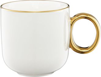 Ambition Kaffeetasse mit Goldrand 380 ml Royal Porzellanbecher mit Henkel auch für Tee Cappuccino