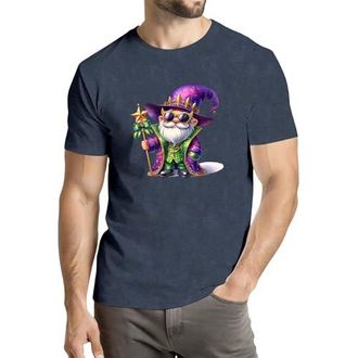 Generic T-shirt Mardi Gras pour homme - Imprim&eacute; nain de nain &agrave; col ras du cou - T-shirt d&eacute;contract&eacute; tendance pour carnaval, voyage quotidien, bleu marine, 3XL