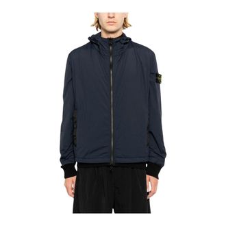 Stone Island Veste &agrave; capuche zipp&eacute;e avec capuche amovible - Homme - Vestes - Bleu - Taille: M