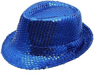 Generic Chapeau de spectacle de danse &agrave; paillettes - Casquette de baseball pour femme, bleu, Taille unique