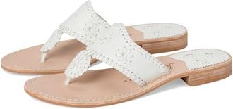Jack Rogers Sandales de plage Palm pour femme - Style à enfiler, doublure et semelle intérieure en cuir et talon en bois empilé, Blanc/blanc, 39 EU