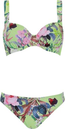 Olympia Bikini Blumenmuster Multicolor Zweiteiler Set mit Bügel verstellbare breite Träger schmaler Slip