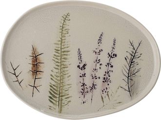 Bloomingville Bea Servierplatte aus Steinzeug in der Farbe Beige, Maße: 34,5cm x 26cm x 2cm, 82050108