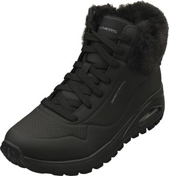 Skechers Damen Sneaker Mode-Stiefel, Black Durabuck/Faux Fur, 35.5 EU