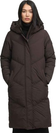 Marikoo Damen Wintermantel (S-5XL) - gesteppt, abnehmbare Kapuze, Druckknopfverschlussleiste - N101 - Choco Gr&ouml;&szlig;e XL - Gr.XL