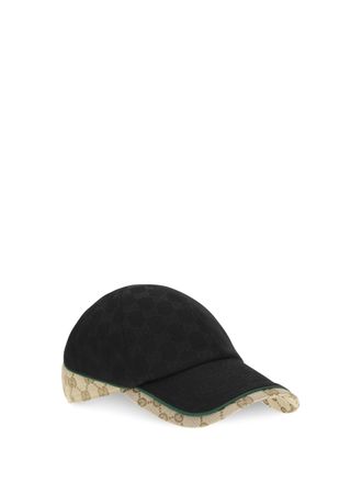 Gucci A001I24HBK3 GG Monogram Cotton Fabric Baseball Cap - Black