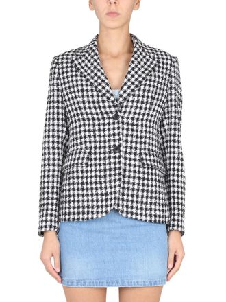 Versace Tweed with Notched Lapels Blazer - Multicolor