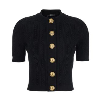 Balmain Schwarzer Strick-Cardigan Pullover - - Knitwear - Damen - Schwarzk - XS